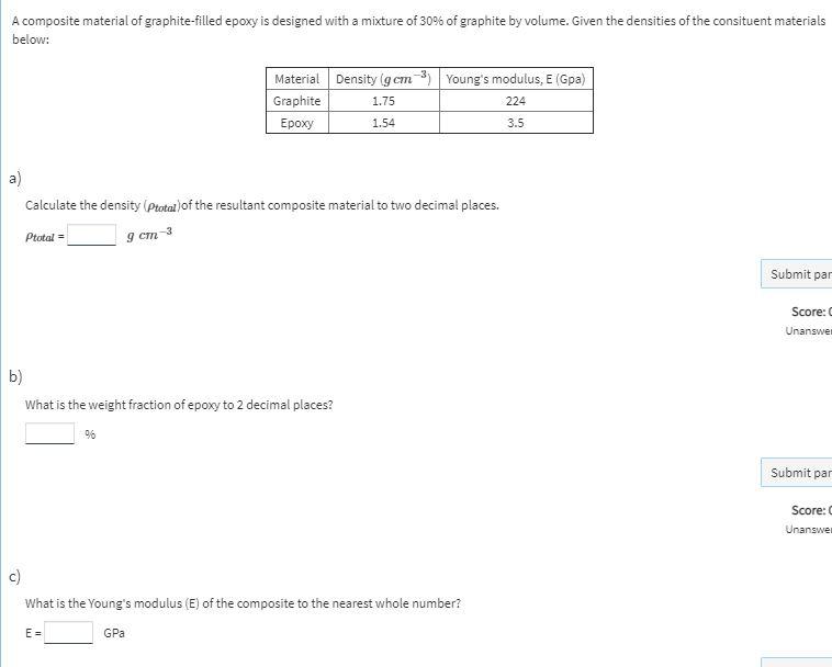 Solved A composite material of graphite-filled epoxy is | Chegg.com