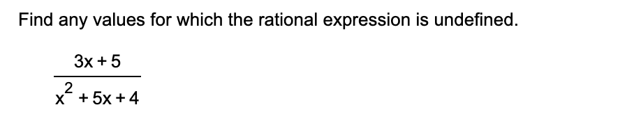 Solved Find any values for which the rational expression is | Chegg.com