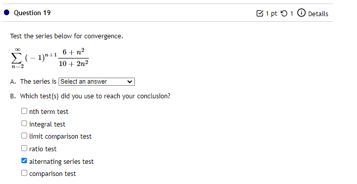 Solved Test the series below for convergence. | Chegg.com