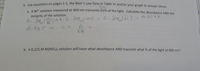 Solved (1) Transmittance p T and Percent transmittance-XT : | Chegg.com