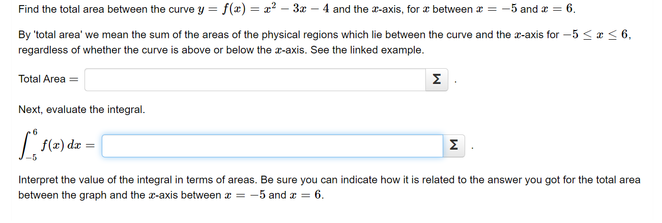 Solved Find the total area between the curve y= f(x) = x2 – | Chegg.com