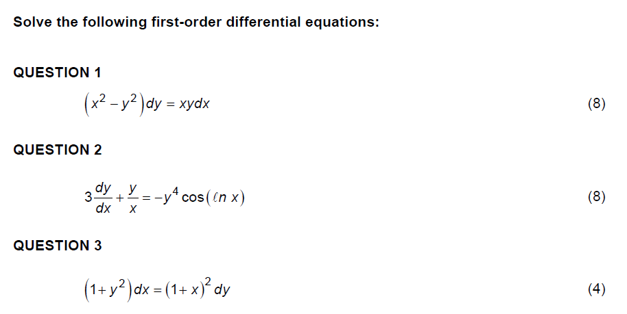 Solved Solve the following first-order differential | Chegg.com