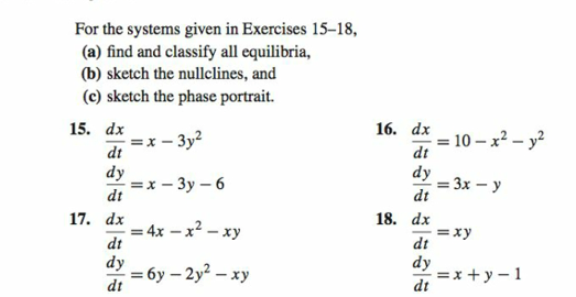 Solved For the systems given in Exercises 15-18,(a) ﻿find | Chegg.com