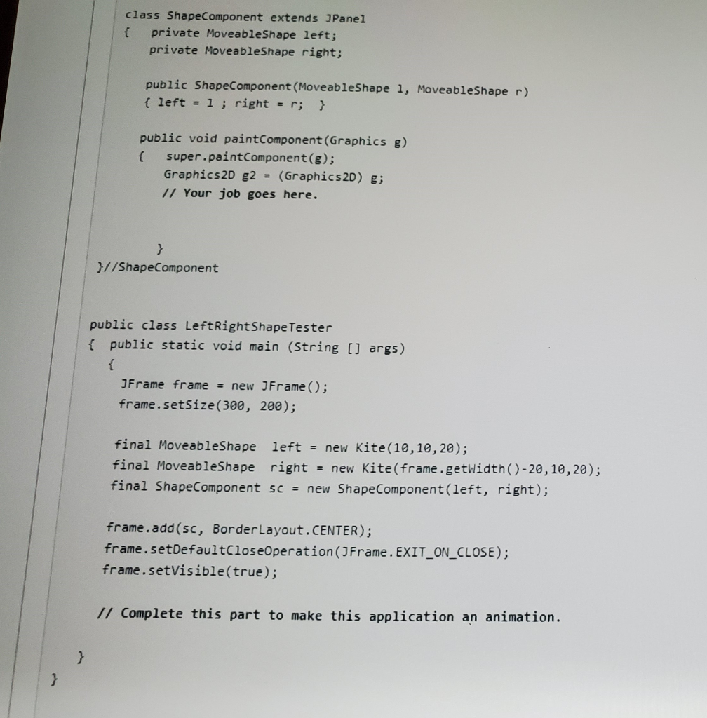 Solved interface MoveableShape { void draw(Graphics2D g2); | Chegg.com