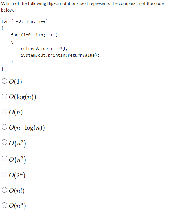 Solved Which of the following Big-O notations best | Chegg.com