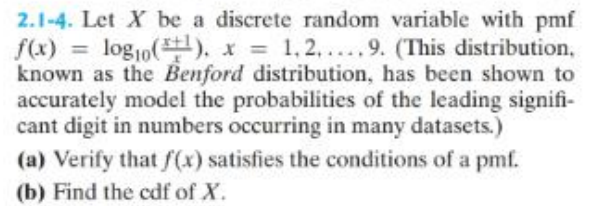 Solved 2.1-4. Let X be a discrete random variable with pmf | Chegg.com