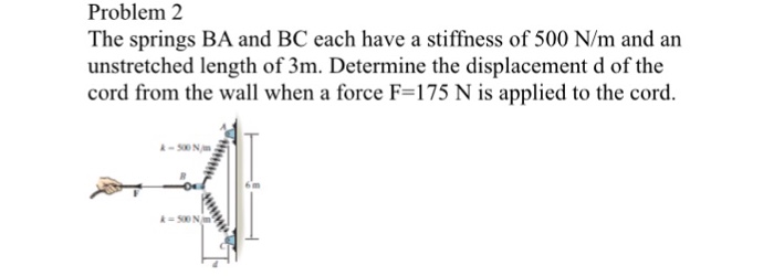Solved The springs BA and BC each have a stiffness of 500 | Chegg.com