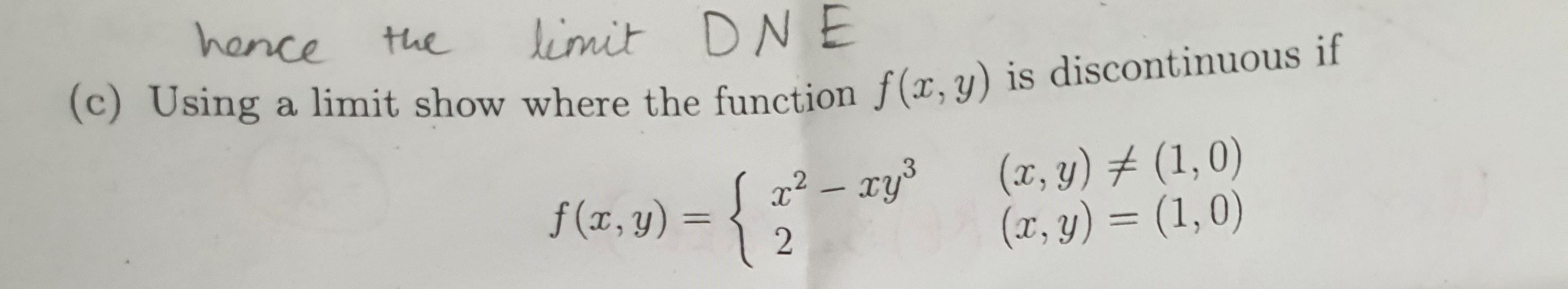 Solved hence the limit DNE (c) Using a limit show where the | Chegg.com