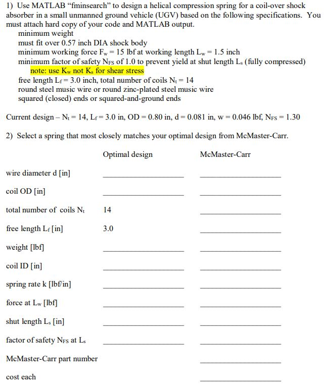 Solved 1) Use MATLAB “fminsearch” to design a helical | Chegg.com