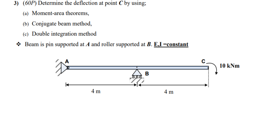 Solved 3) (60P) Determine the deflection at point C by | Chegg.com