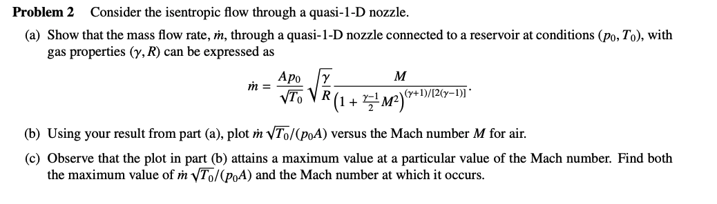 Solved Problem 2 Consider the isentropic flow through a | Chegg.com