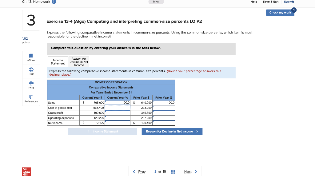 Solved Exercise 13-4 (Algo) Computing and interpreting | Chegg.com