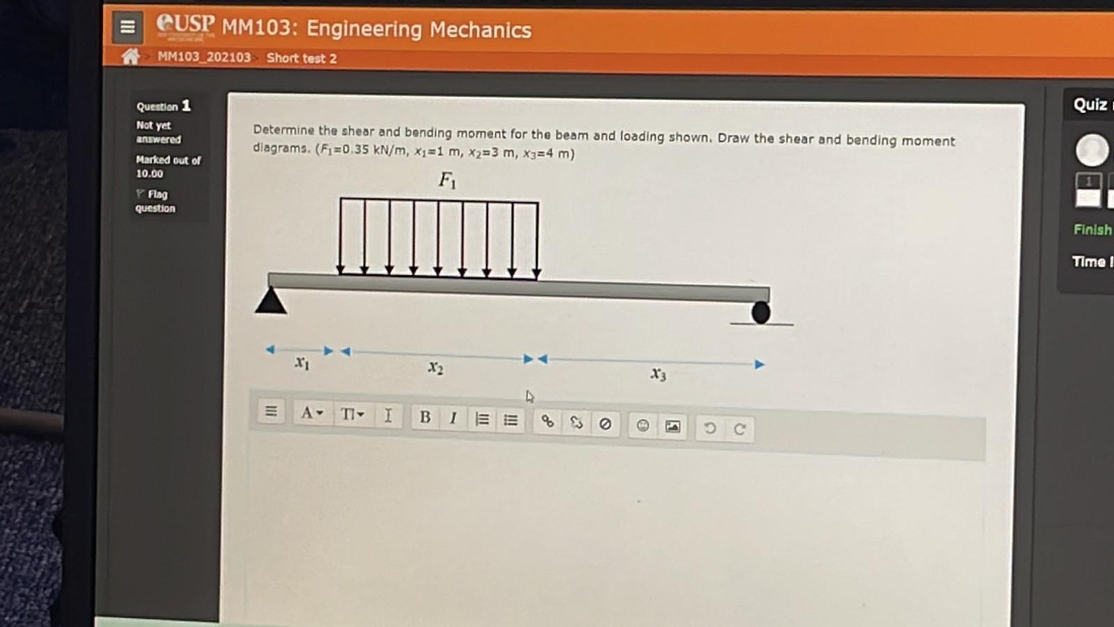 Solved CUSP MM103: Engineering Mechanics MM103_202103 Short | Chegg.com