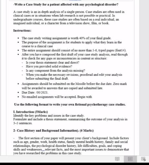 Solved - Write a Case Study for a patient affected with any | Chegg.com