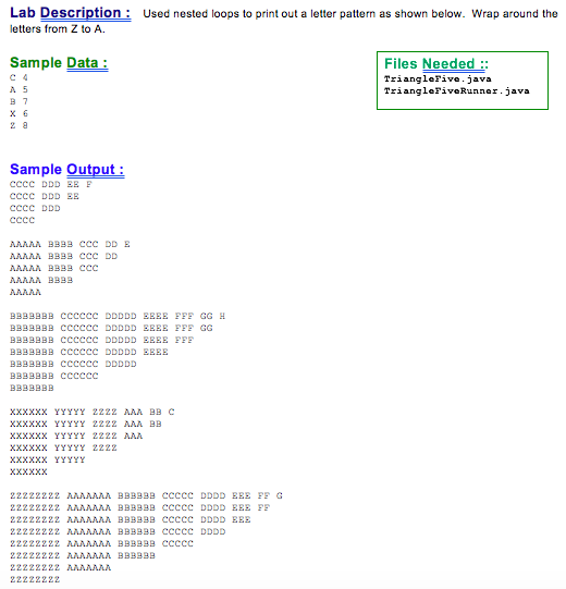 Solved Lab Description: Used nested loops to print out a | Chegg.com