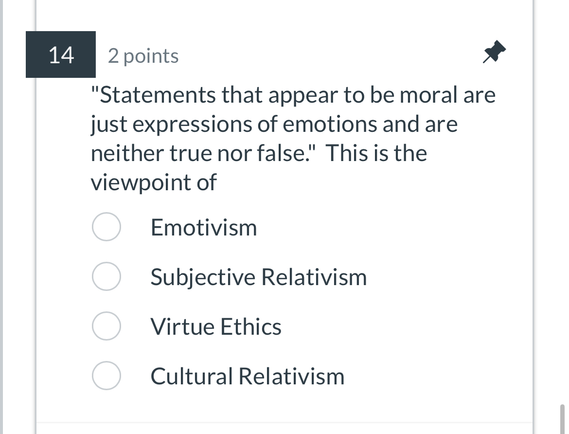 Solved "Statements that appear to be moral arejust | Chegg.com