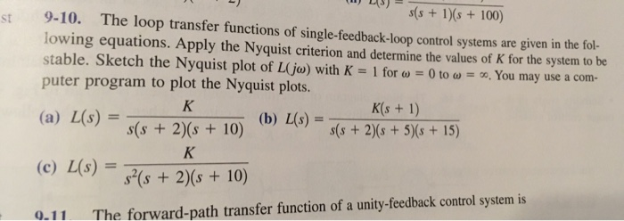 Solved s(s + 1)(s + 100) 9-10. The loop transfer functions | Chegg.com