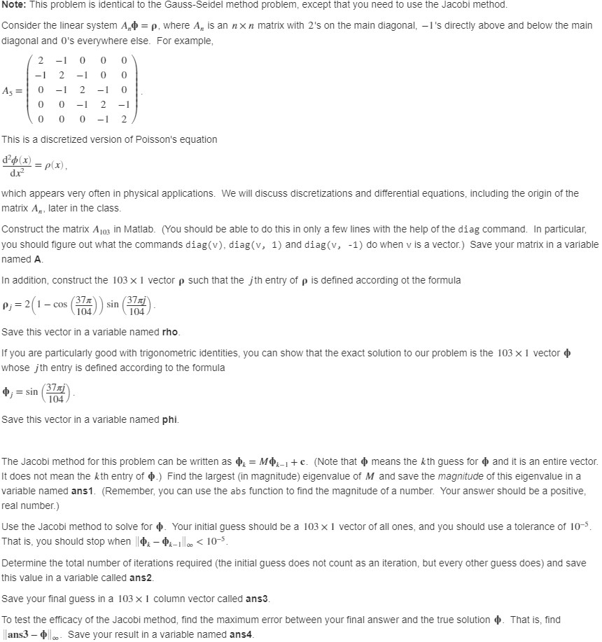 Solved Note: This problem is identical to the Gauss-Seidel | Chegg.com