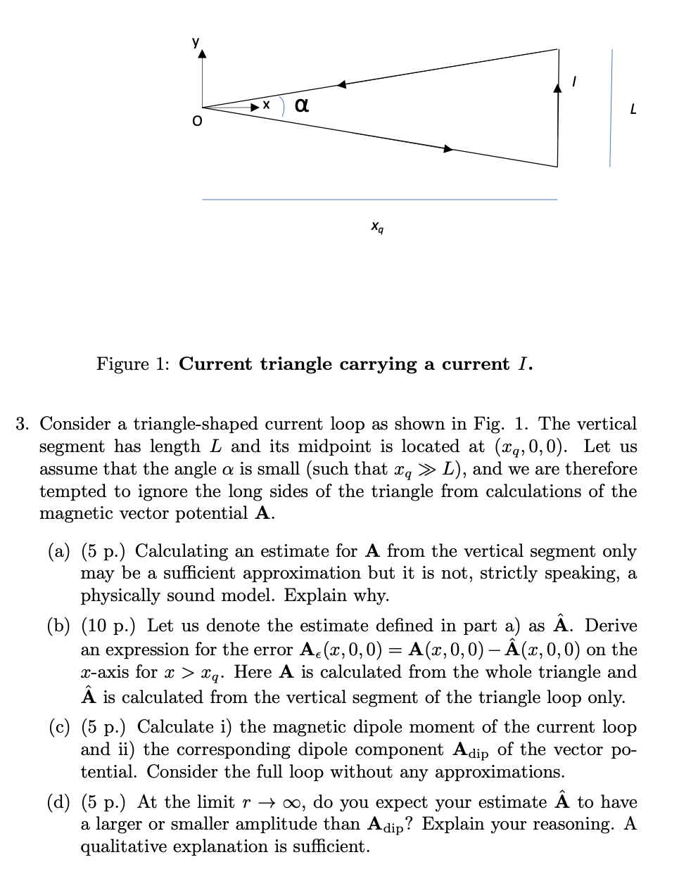 1 х a L Xa Figure 1: Current triangle carrying a | Chegg.com