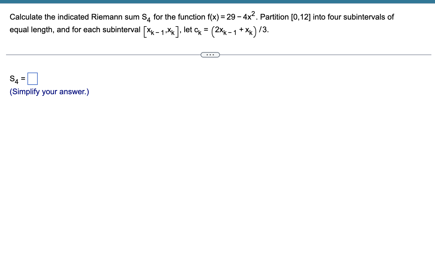 Solved Calculate the indicated Riemann sum S4 for the | Chegg.com