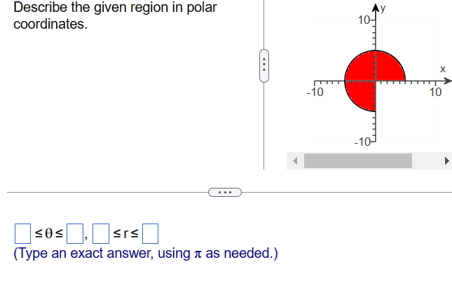 Solved Describe the given region in polar coordinates. R: | Chegg.com