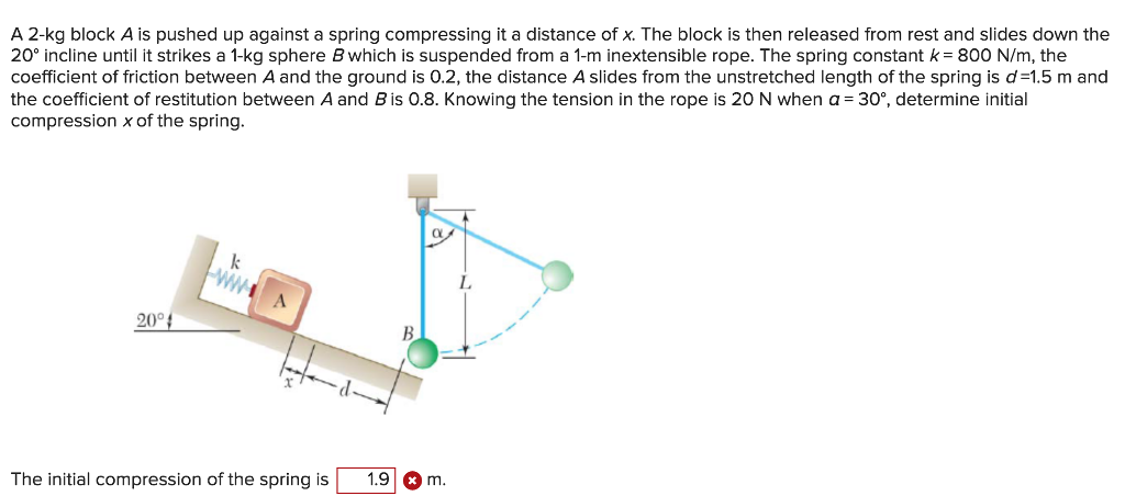 Solved A 2-kg block A is pushed up against a spring | Chegg.com