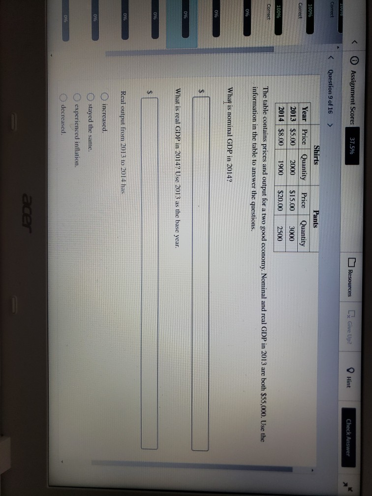 Solved Assignment Score: 37.5% Resources Give Up? Hint Check | Chegg.com