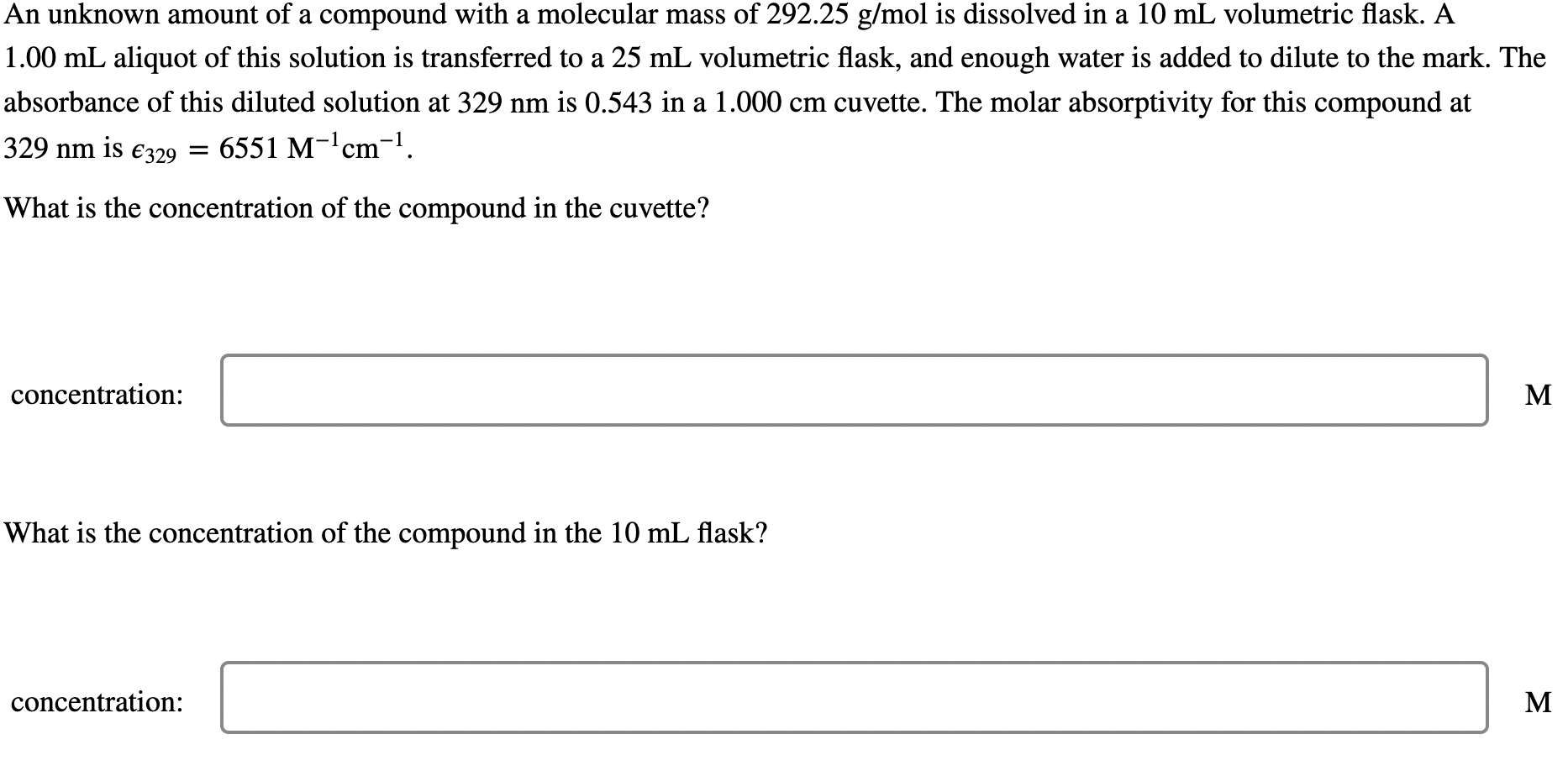 Solved An unknown amount of a compound with a molecular mass | Chegg.com