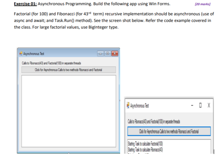 Solved Exercise 01: Asynchronous Programming. Build the | Chegg.com