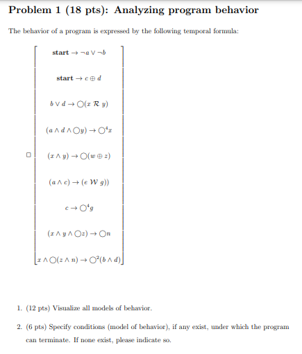 Problem 1 (18 pts): Analyzing program behavior The | Chegg.com