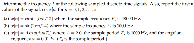 Solved Determine the frequency f of the following sampled | Chegg.com