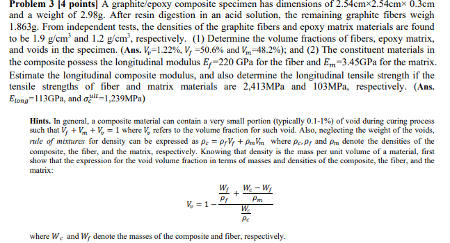 Solved Problem 3 [4 points] A graphite/epoxy composite | Chegg.com