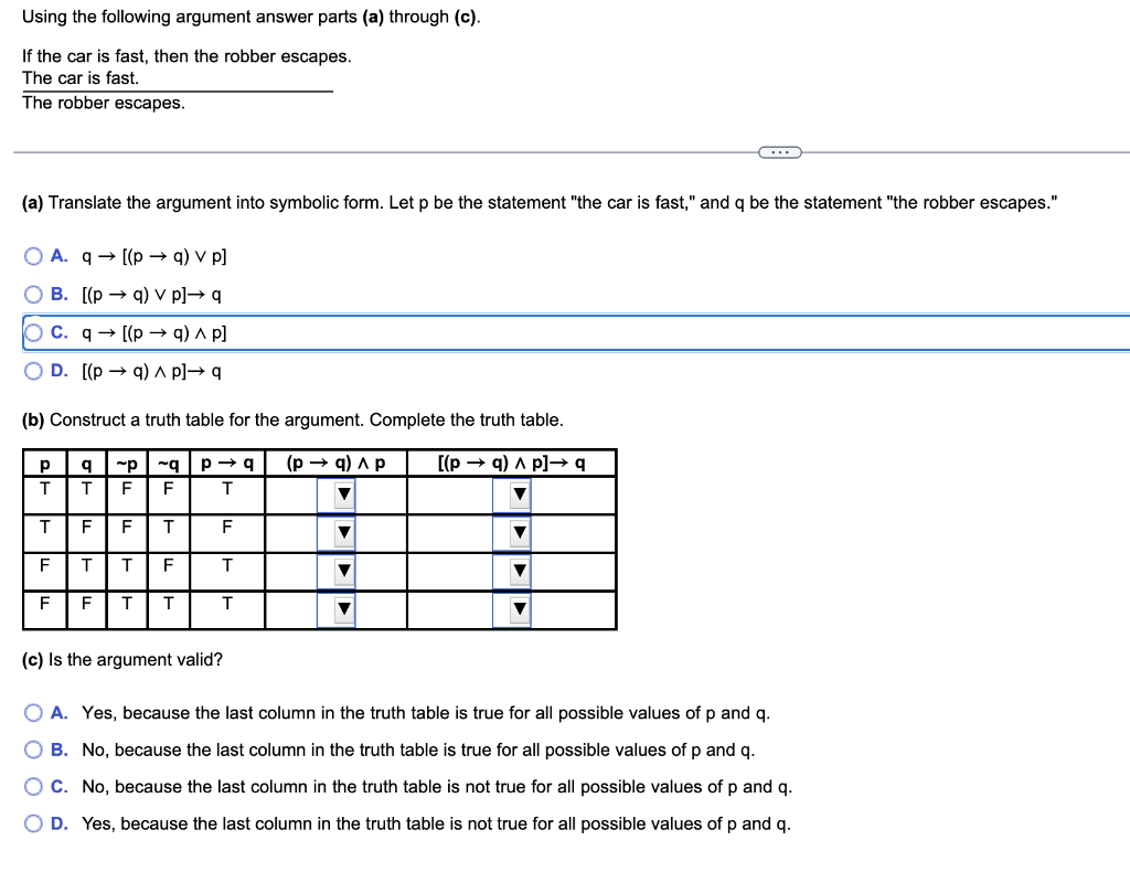 Solved Using the following argument answer parts (a) through | Chegg.com