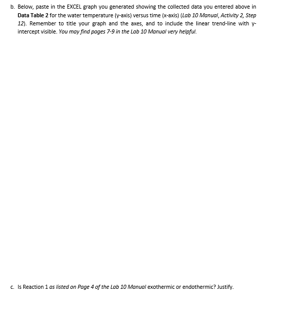 Solved Data Table 1b b. Below, paste in the three EXCEL | Chegg.com