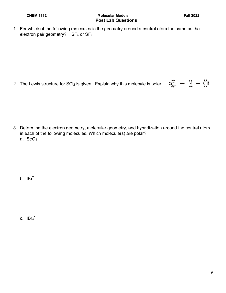Pleas help with this Molecular Models Report Sheet | Chegg.com