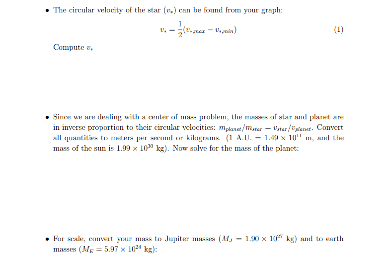 Solved 3. Discovering an extrosolar planet Below is a table | Chegg.com