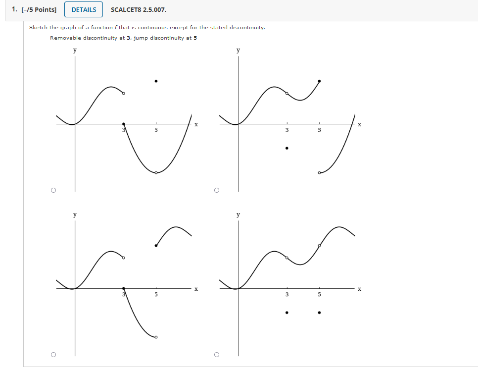 Solved 1. [-/5 Points] DETAILS SCALCET8 2.5.007. Sketch the | Chegg.com
