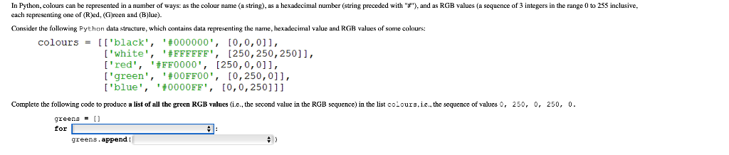 Solved ln Python, co ours can be represented in a number of | Chegg.com