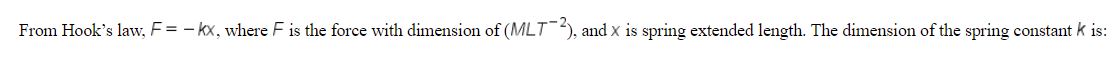 Solved From Hook's law, F=- kx, where F is the force with | Chegg.com