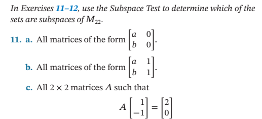 Solved In Exercises 5-6, use the Subspace Test to determine | Chegg.com