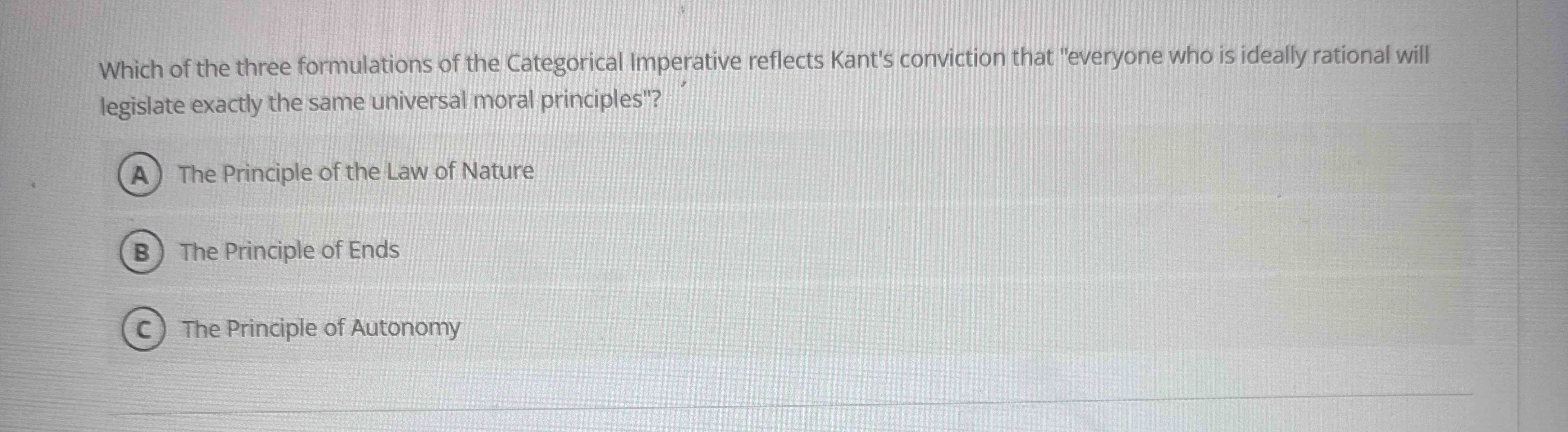 Solved Which of the three formulations of the Categorical | Chegg.com