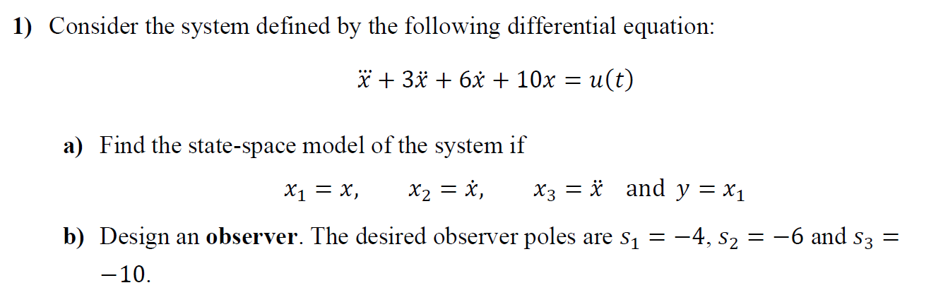 Consider the system defined by the following | Chegg.com