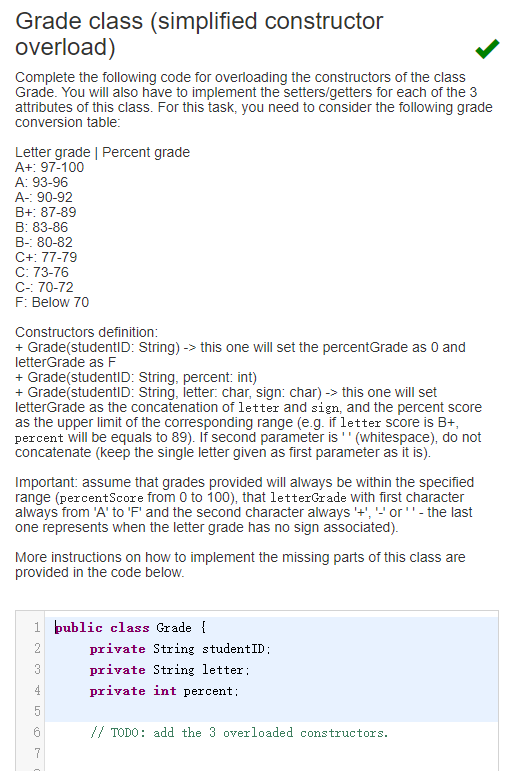 Solved Java !!! PLZ !!!!JAVA!!!! public class Grade { | Chegg.com