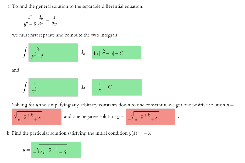 Solved a. To find the general solution to the separable | Chegg.com