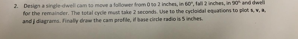 Solved Design a single-dwell cam to move a follower from 0 | Chegg.com