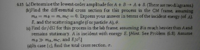 6.15 (a)Determine the lowest-order amplitude for A + | Chegg.com