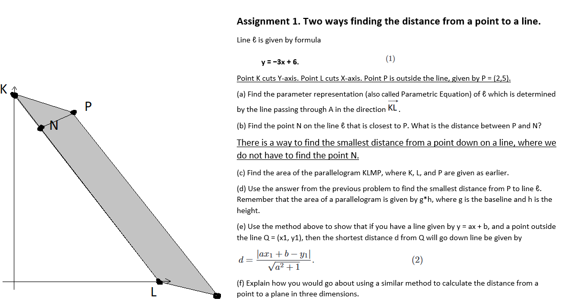 Solved Assignment 1. Two ways finding the distance from a | Chegg.com