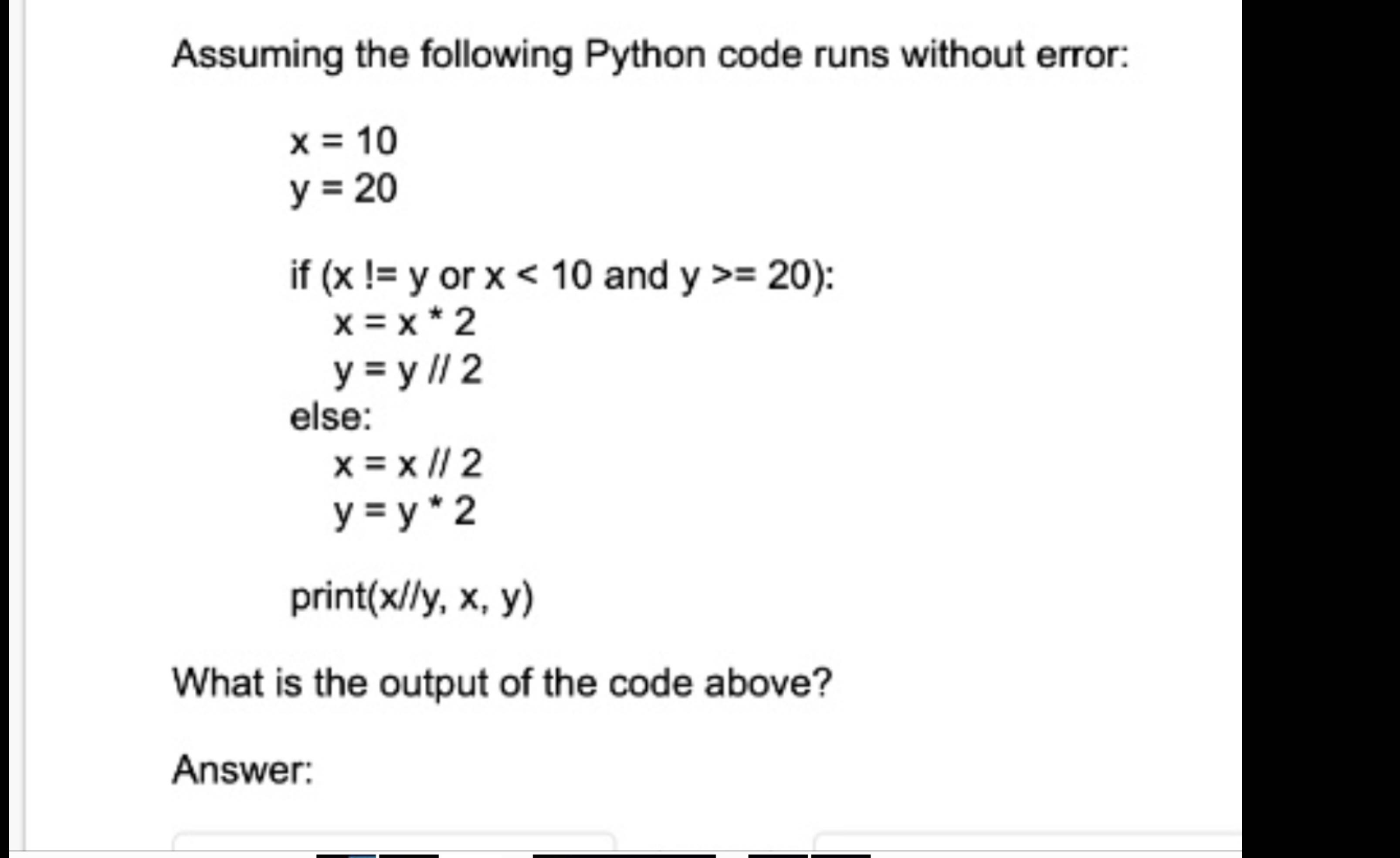 Solved Assuming The Following Python Code Runs Without