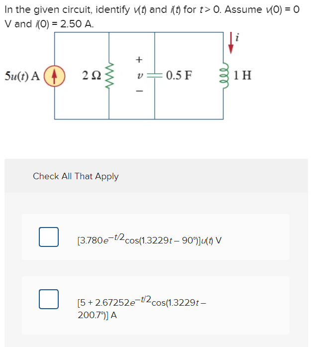 Solved In the given circuit, identify v(t) and i(t) for t>0. | Chegg.com
