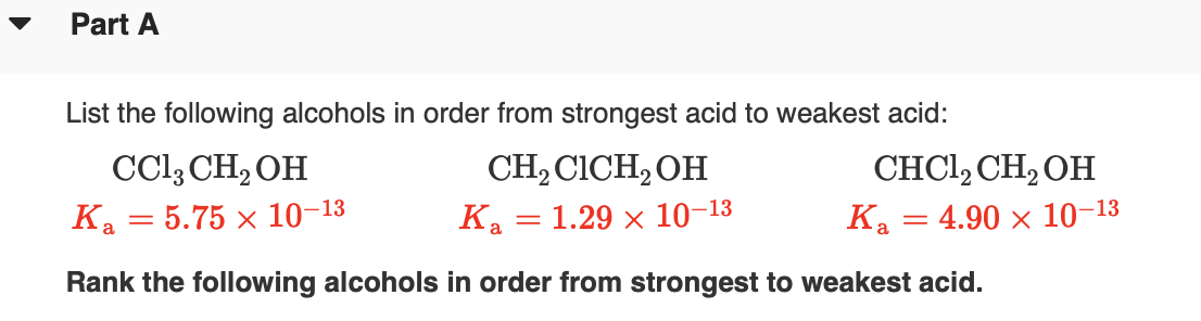 Solved Part A List the following alcohols in order from | Chegg.com